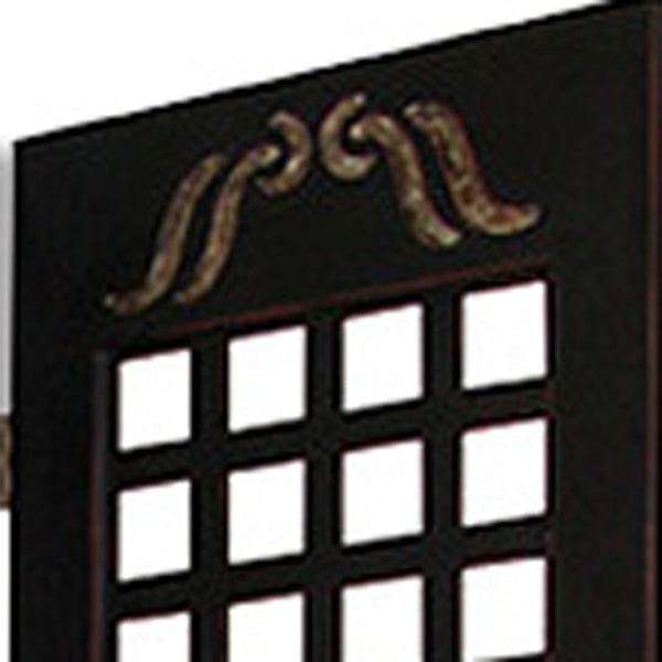 84" Brown Wood Omega Screen - Elegant 4-Panel Room Divider with Contem ...