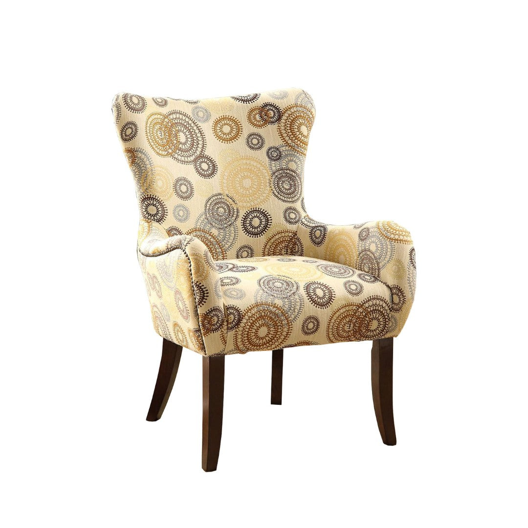 28" Elegant Wingback Accent Chair - Stylish Fabric Design with Espress