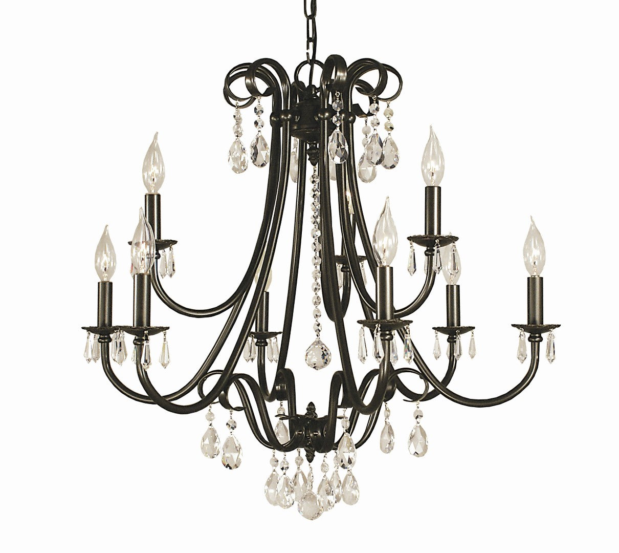 9-Light Elegant Dining Chandelier - Feminine Crystal-Trimmed Design fo