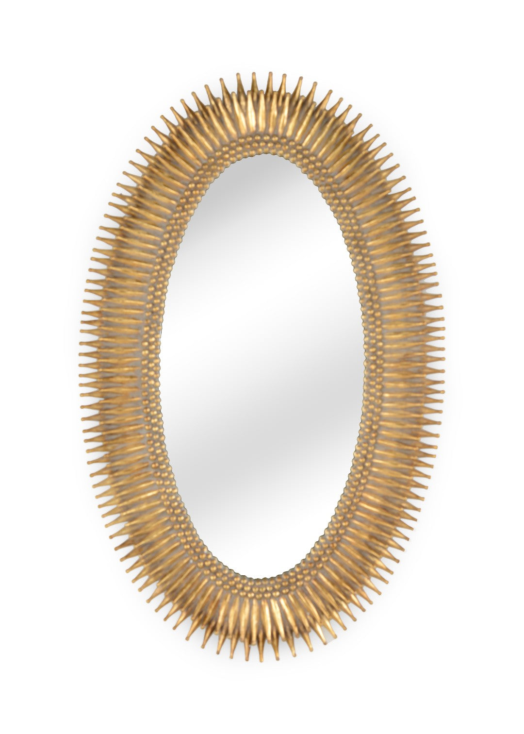 Lucius Oval Wall Mirror With Antique Leaf Finish, 46" X 28" – Elegant,