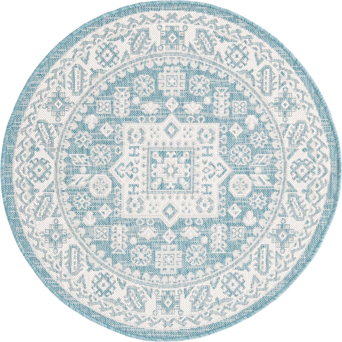 Aqua Outdoor Aztec Rug - Vibrant Color & Durable Design for Patios, En