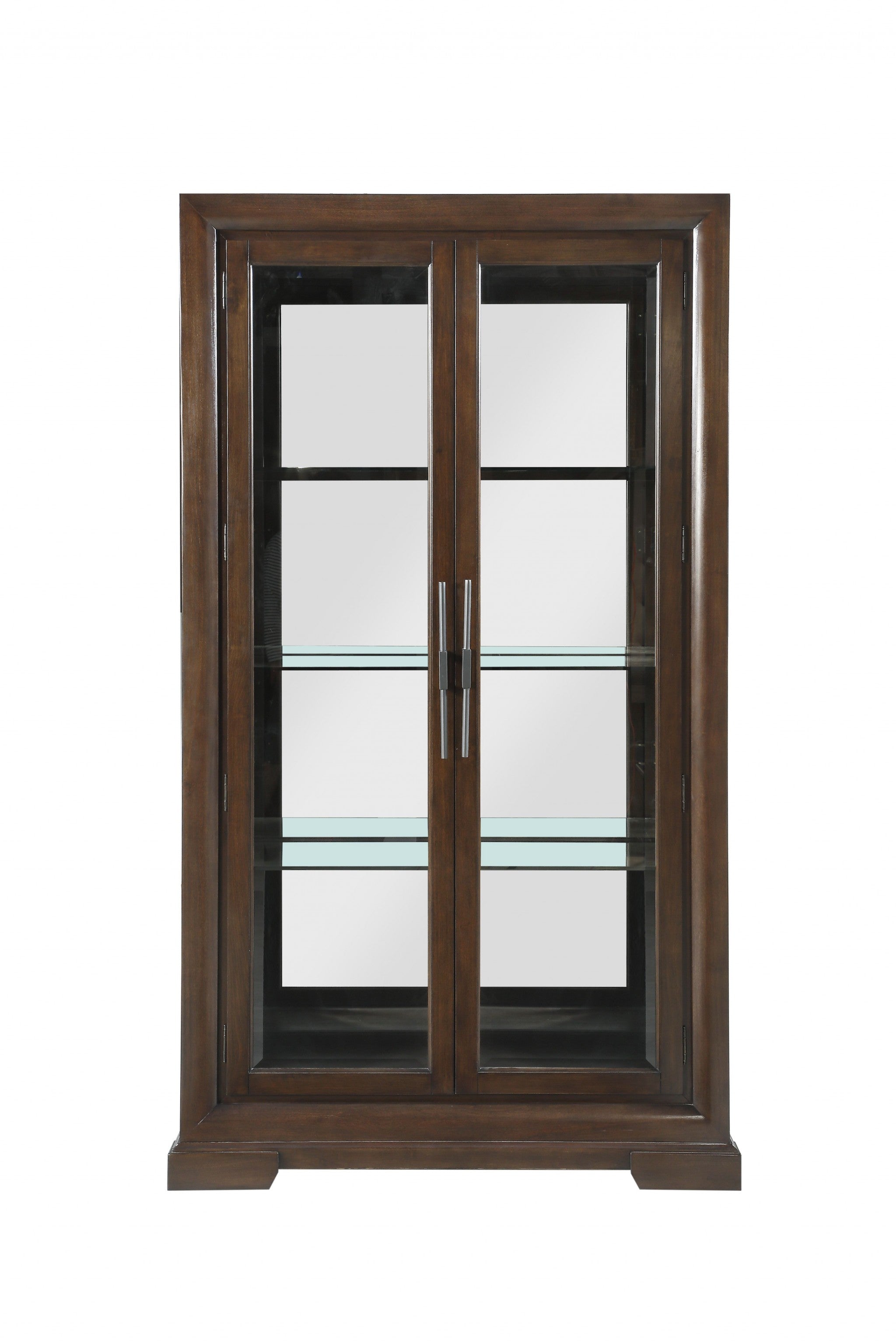 44" Tobacco Rectangular Curio Cabinet with Beveled Glass Doors, Elegan