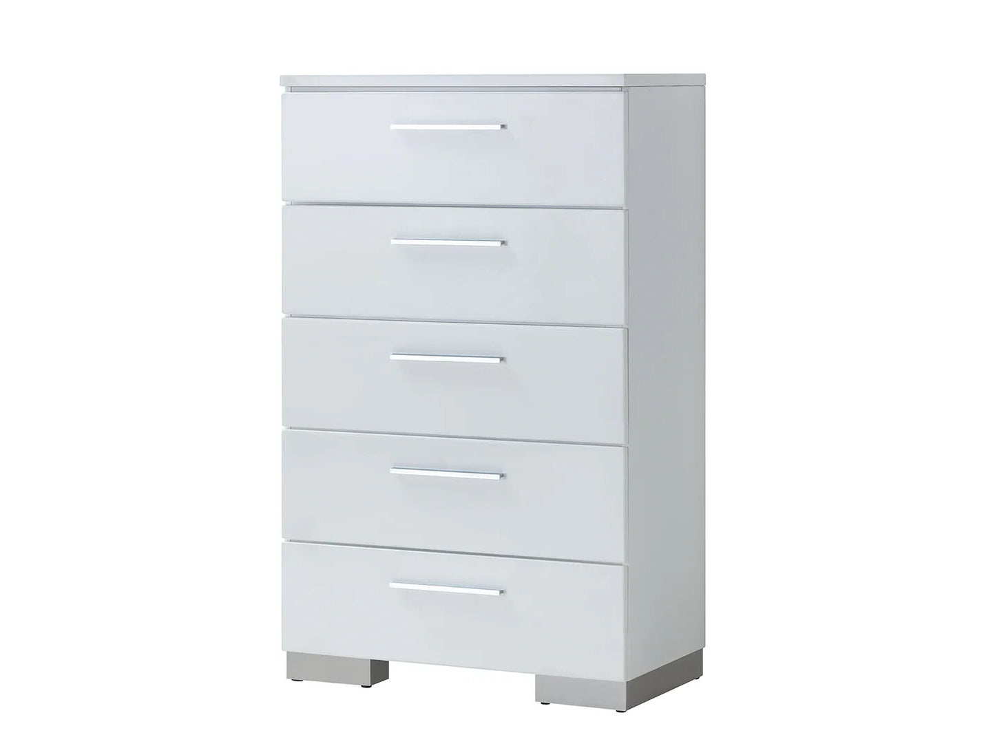 Modern High Gloss White Chest 5 Drawers 31"W x 17.75"D x 51"H — Contem