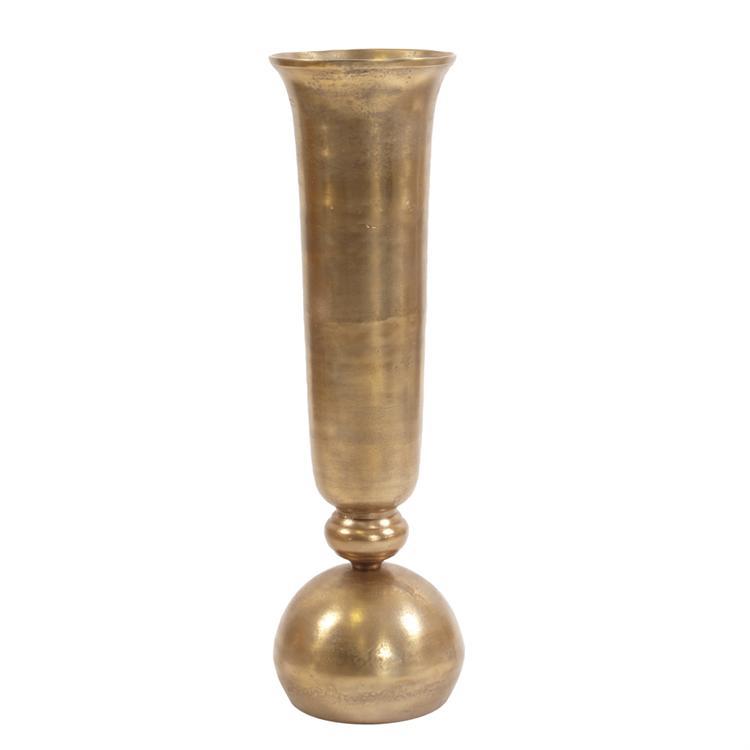 Gold Oversized Trumpet Floor Vase - Elegant Metal Design with Flared S