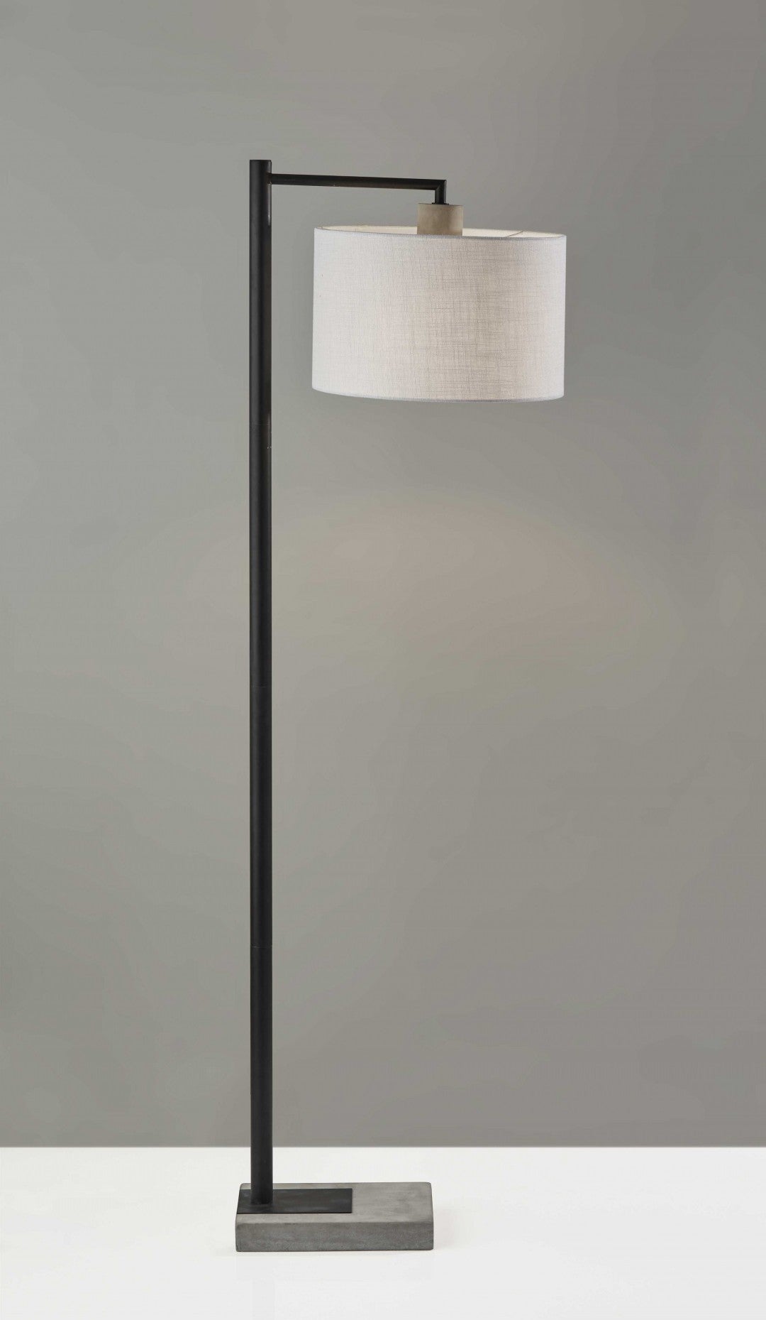 61" Stylish Arc Floor Lamp with White Fabric Shade - Modern Industrial