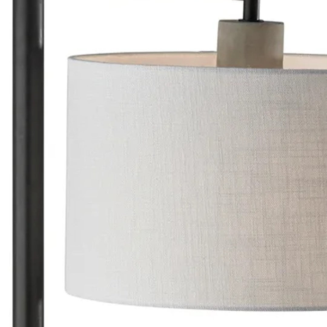 61" Stylish Arc Floor Lamp with White Fabric Shade - Modern Industrial