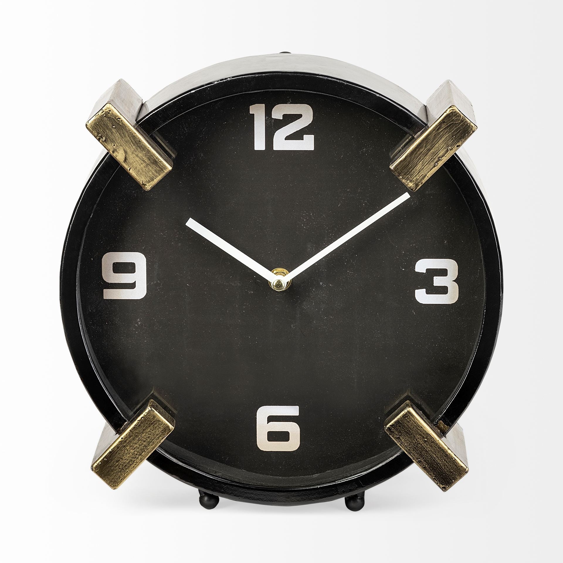 10" Black Stainless Steel Table Clock - Elegant Home Decor, Stylish De