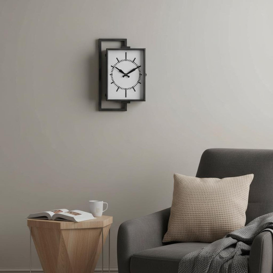 Rectangular Industrial Wall Clock - Bold Vintage Design, Double-Sided