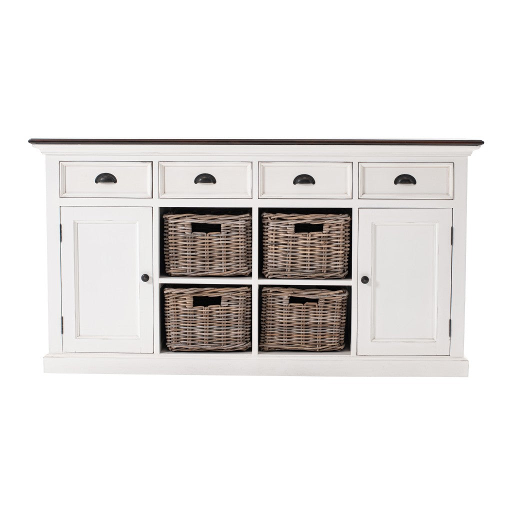 Modern Farmhouse Buffet Server with Baskets – Charming Storage Solutio