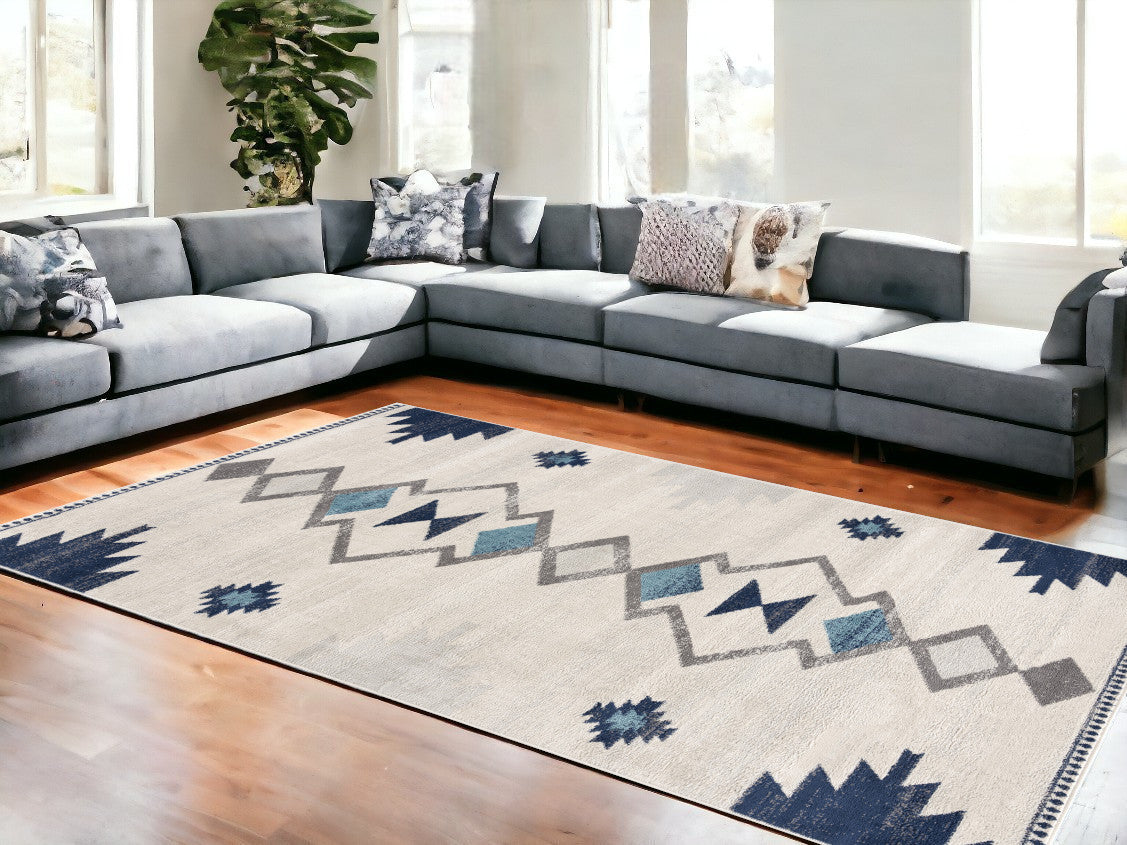 Southwest Runner Rug - Blue and Ivory Design to Elevate Your Living Sp