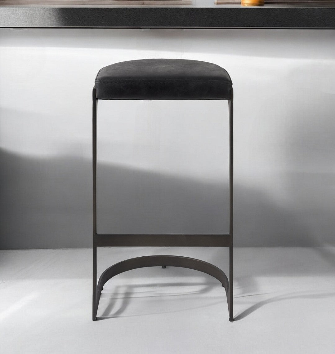 35" Black Iron Backless Bar Chair with Footrest - Sleek Design, Top-Gr