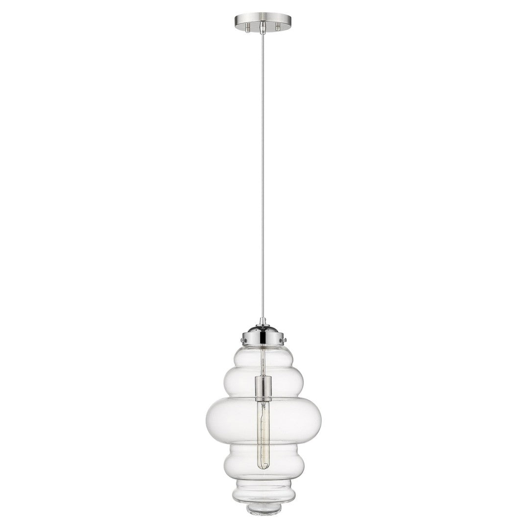 Ballina Polished Nickel Mini-Pendant - Modern Clear Glass Shade Pendan
