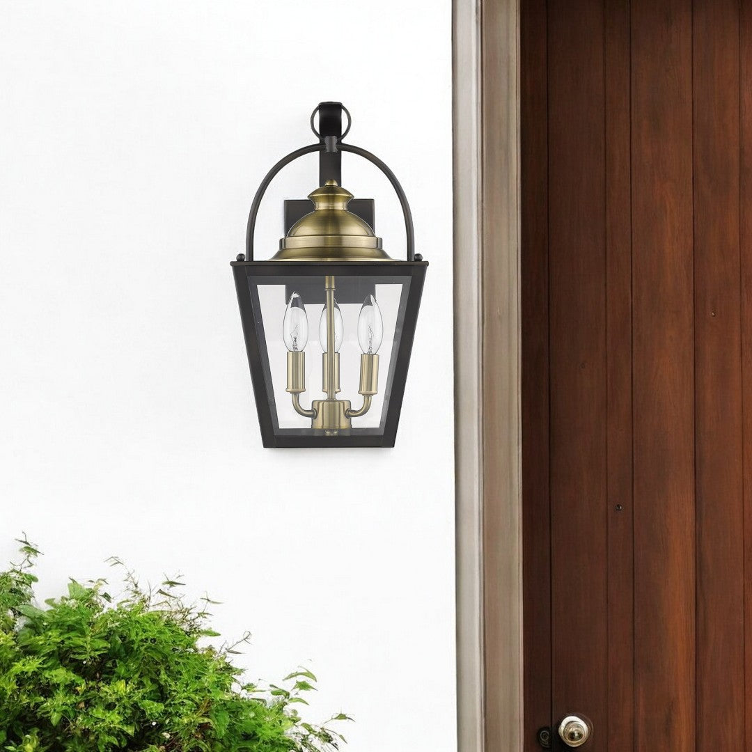 Savannah 3-Light Colonial Wall Light - Vintage Gas Lantern Design in O