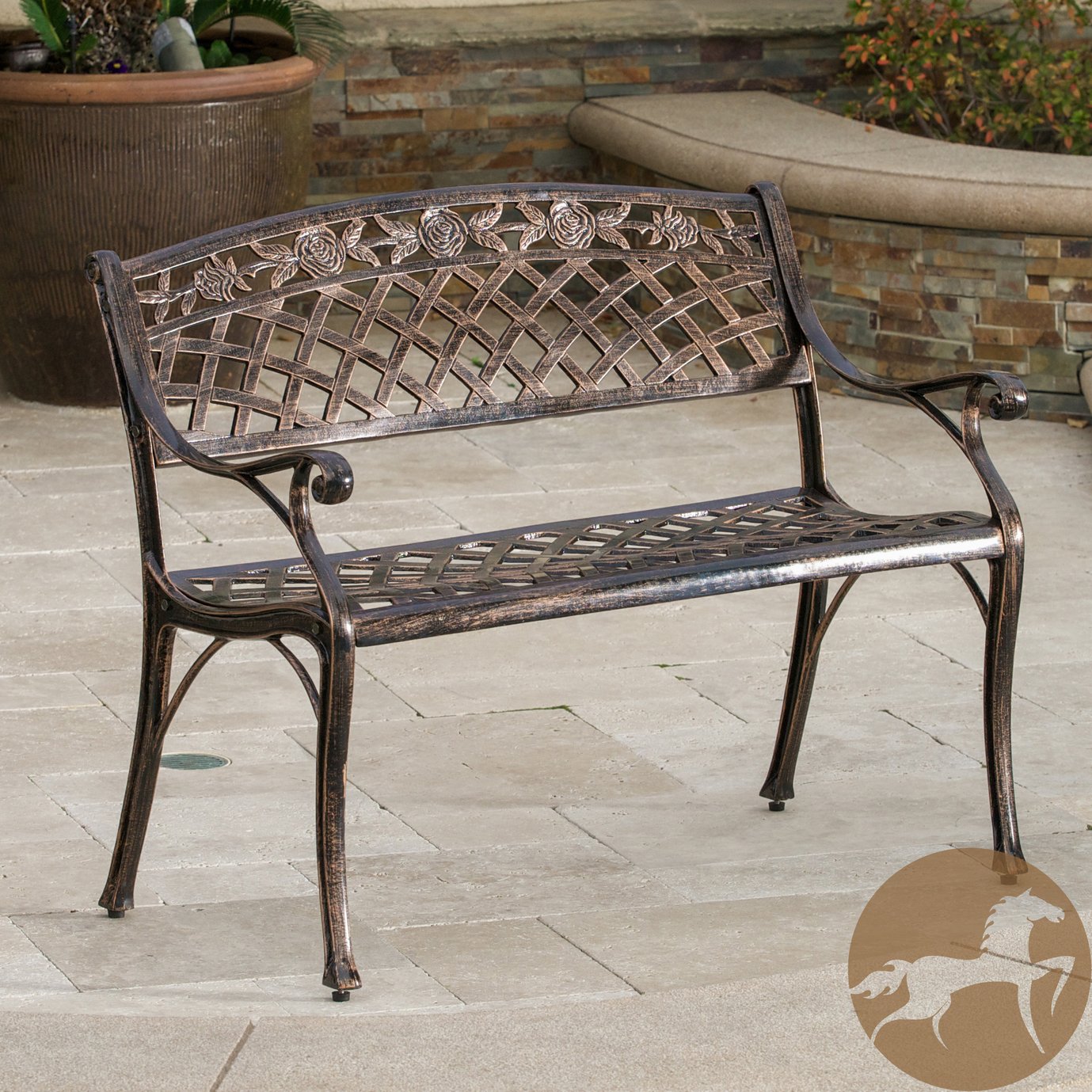 Christopher Knight Home® - Tahoe Cast Bench In Antique Copper Finish