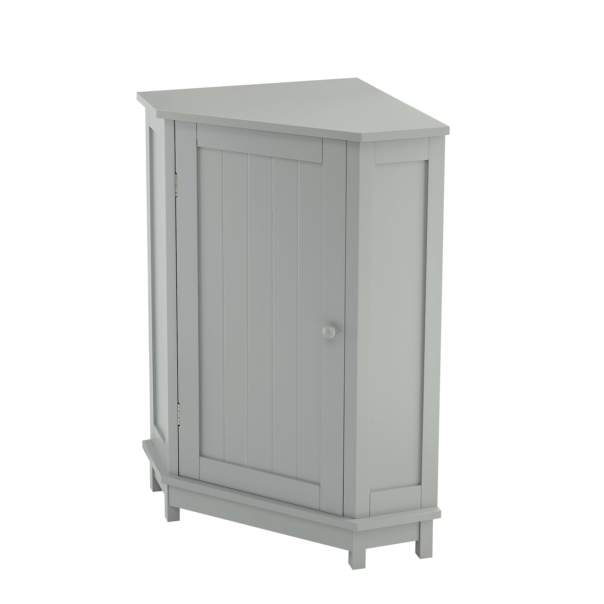 Grey Triangle Corner Bathroom Cabinet With Adjustable Shelves, Mdf Sto