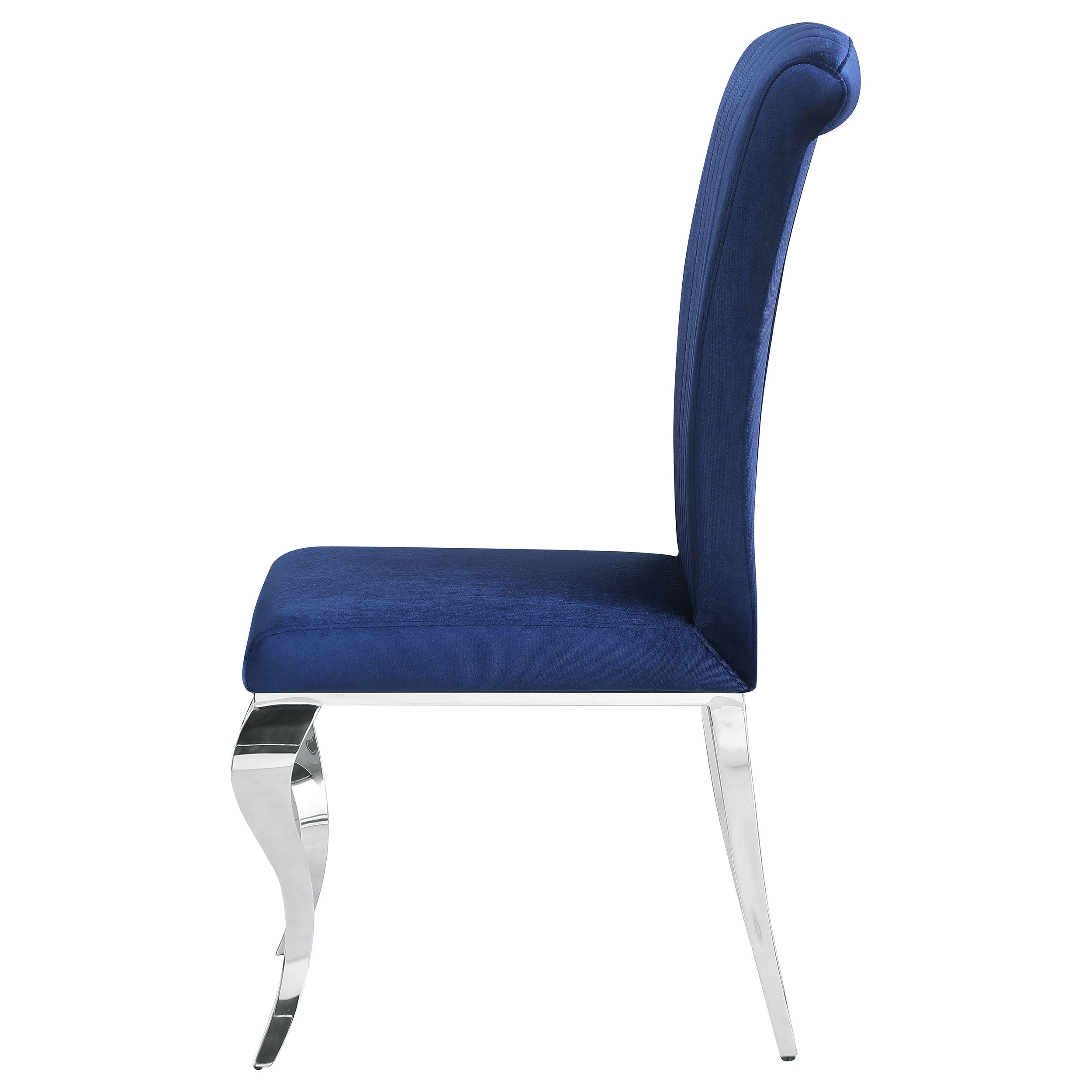 Shambrook Ink Blue Upholstered Side Chairs Set Of 4 — Tufted Curved Ba