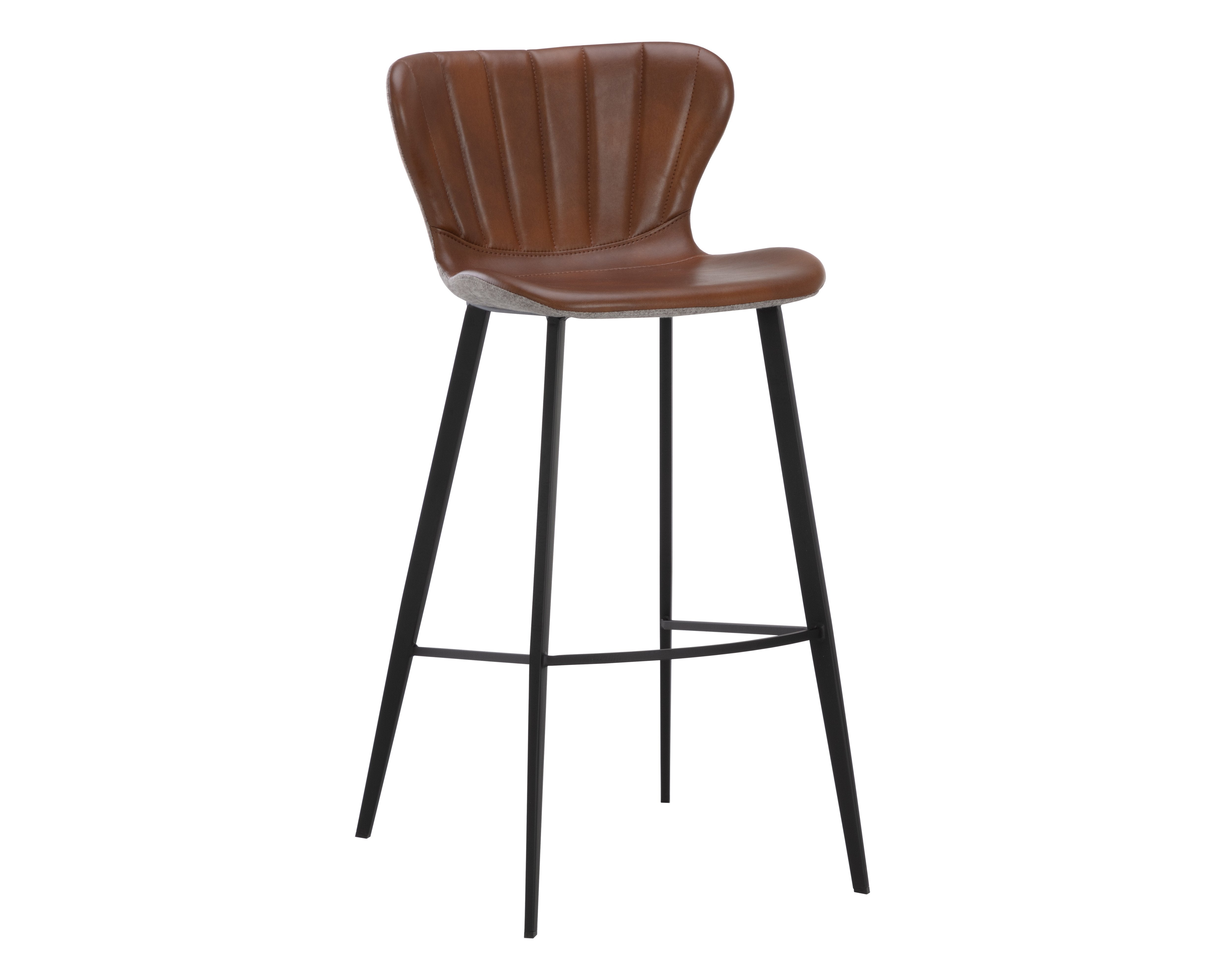 Arabella Mid-Century Modern Bar Stool with Clamshell Tufting and Styli