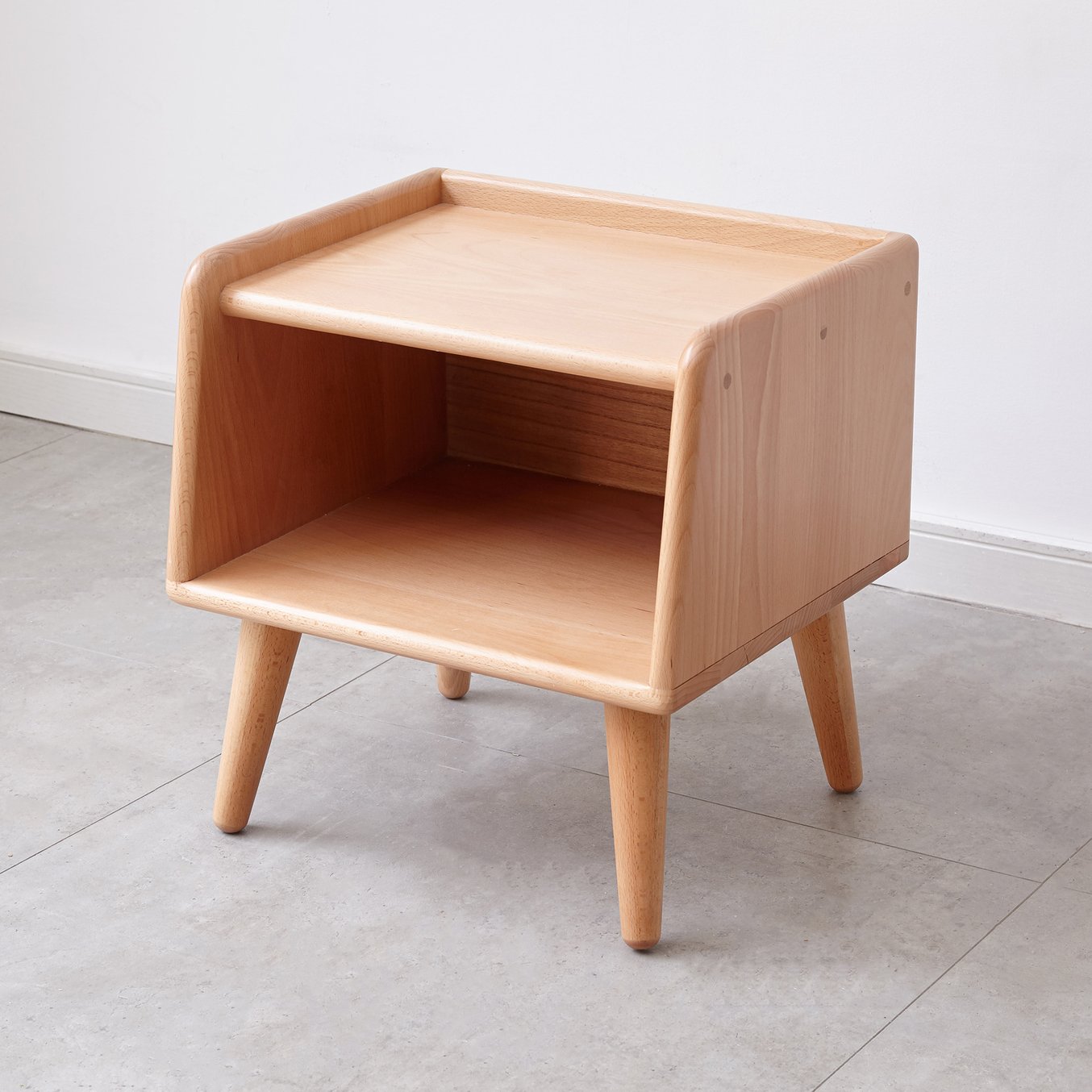 Pure Solid Wood Nightstand 0.4M — European Beech Compact Nordic Bedsid