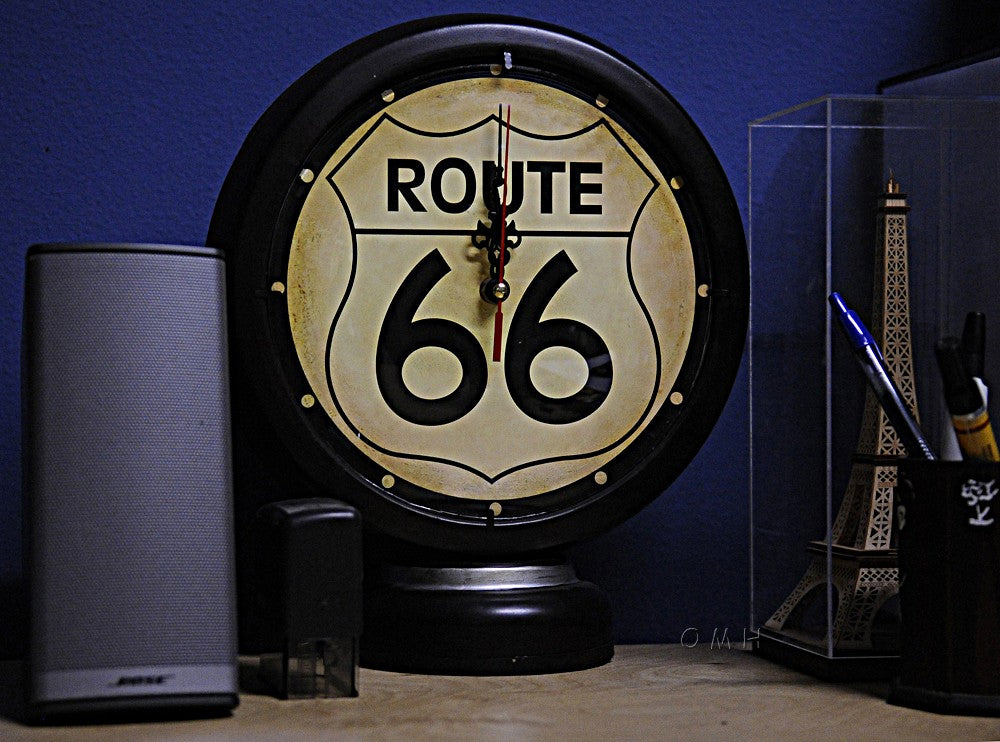 Route 66 Clock - Vintage Metal Design with Antique Finish, Perfect for