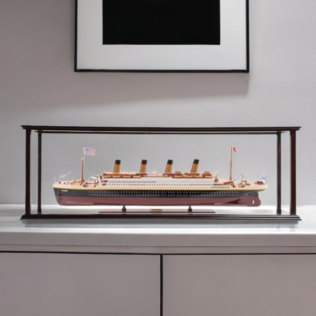 16" Black and Red Hand Painted Titanic Model Boat - Stunning Solid Woo