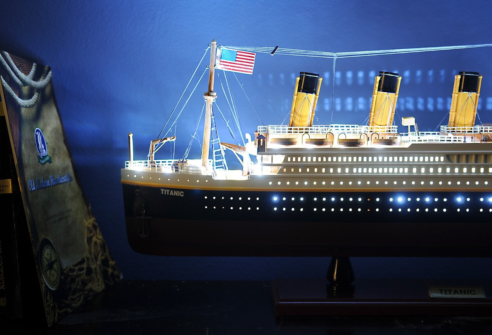 13" Vintage Hand-Painted RMS Titanic Model Boat in Black and White - U