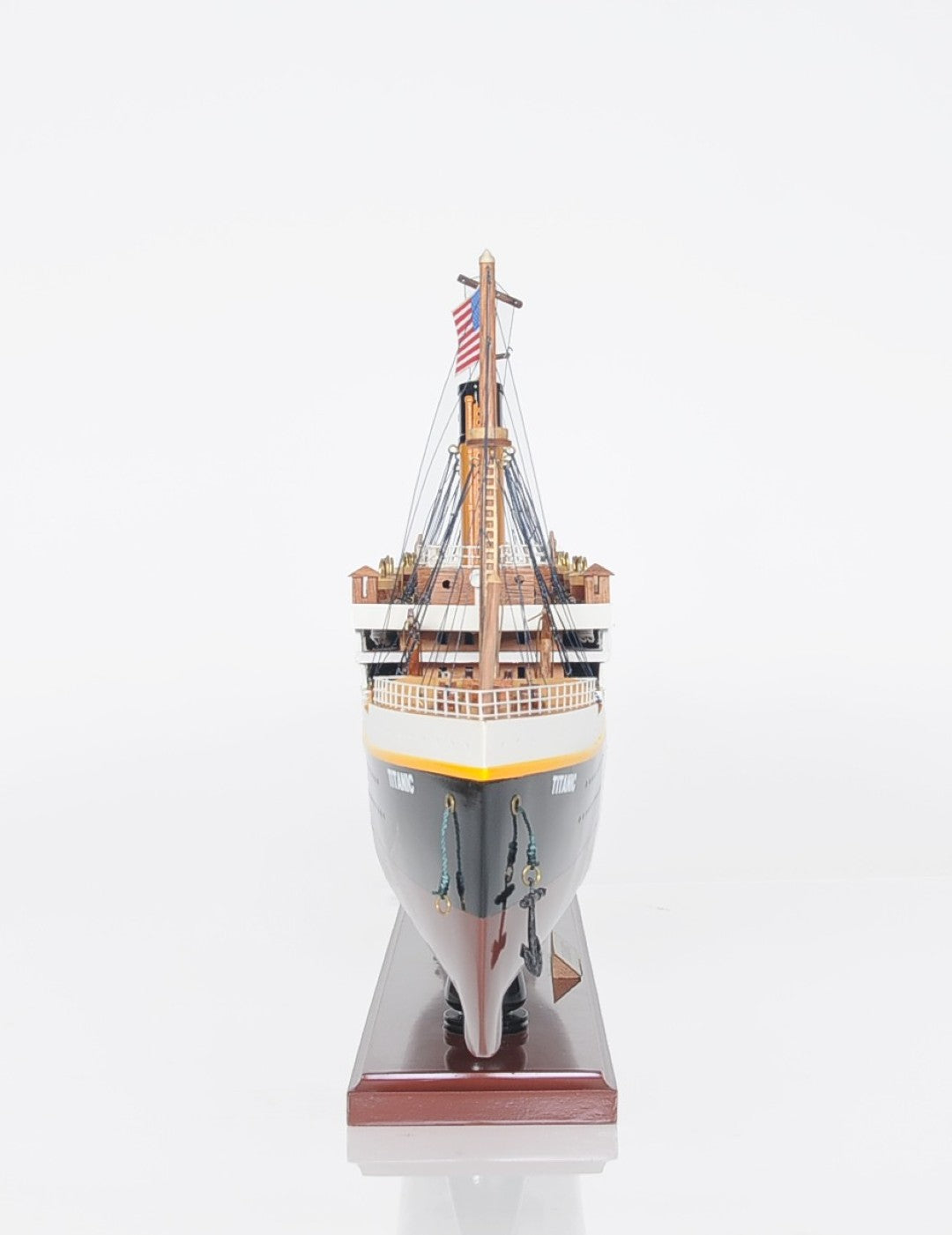 13" Vintage Hand-Painted RMS Titanic Model Boat in Black and White - U