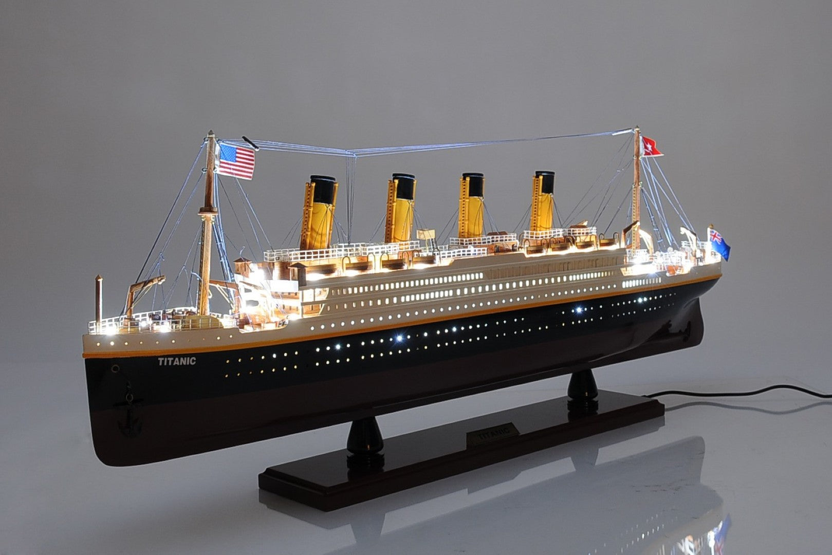 13" Vintage Hand-Painted RMS Titanic Model Boat in Black and White - U