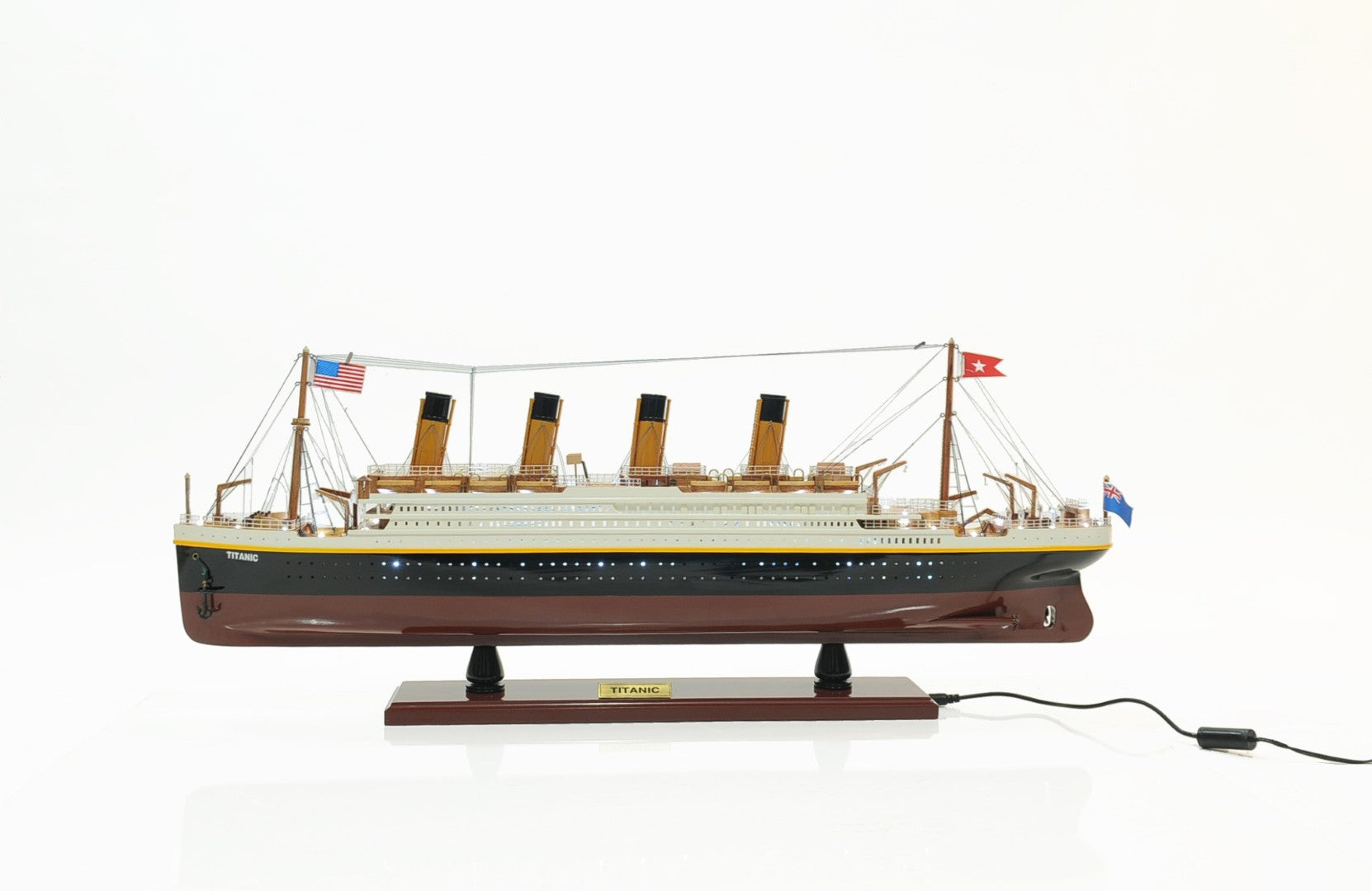 13" Vintage Hand-Painted RMS Titanic Model Boat in Black and White - U