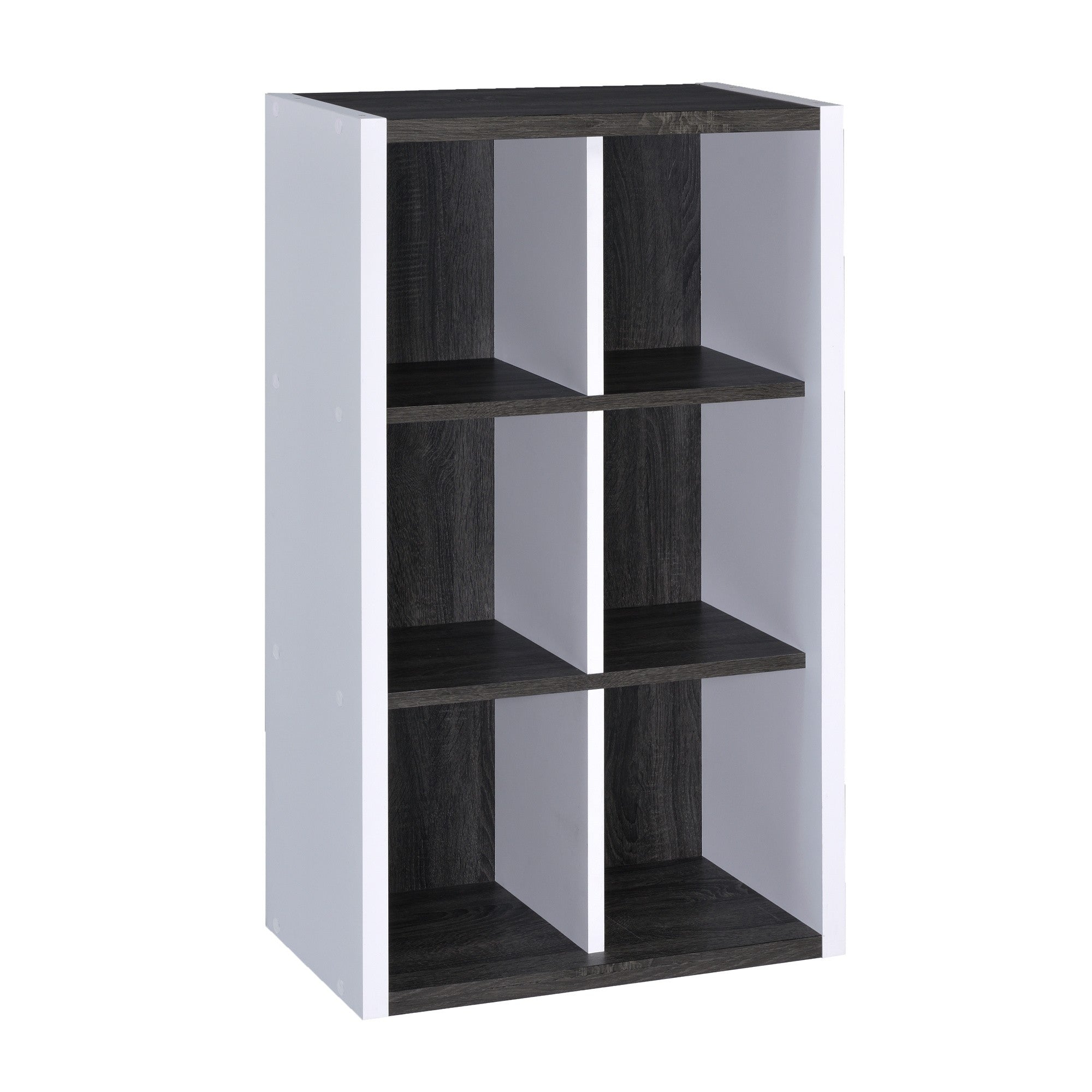 Modern Dark Gray and White Six Cube Storage Shelf - Versatile Display