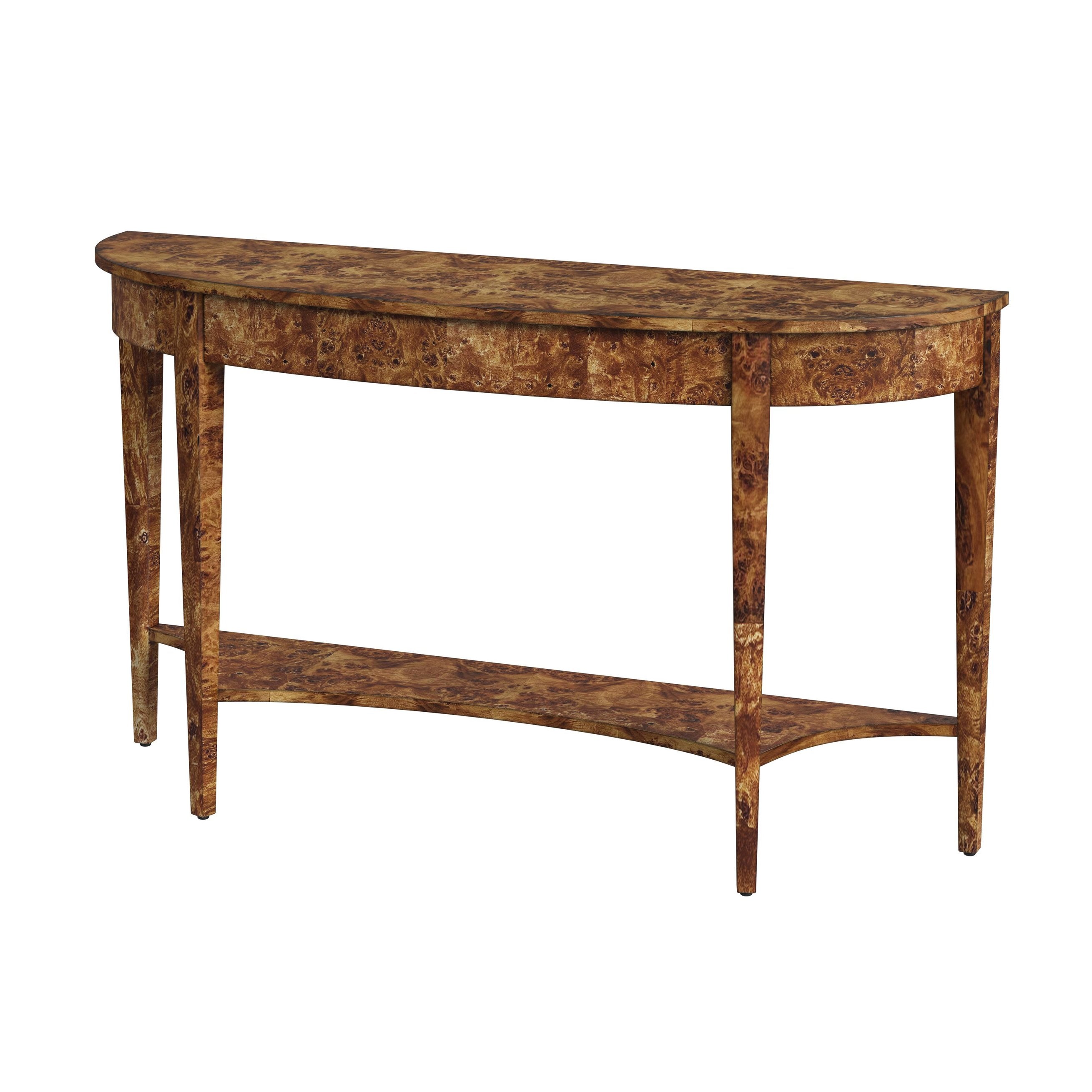 Astor Demilune Console Table - Elegant Olive Ash Finish with Tapered L
