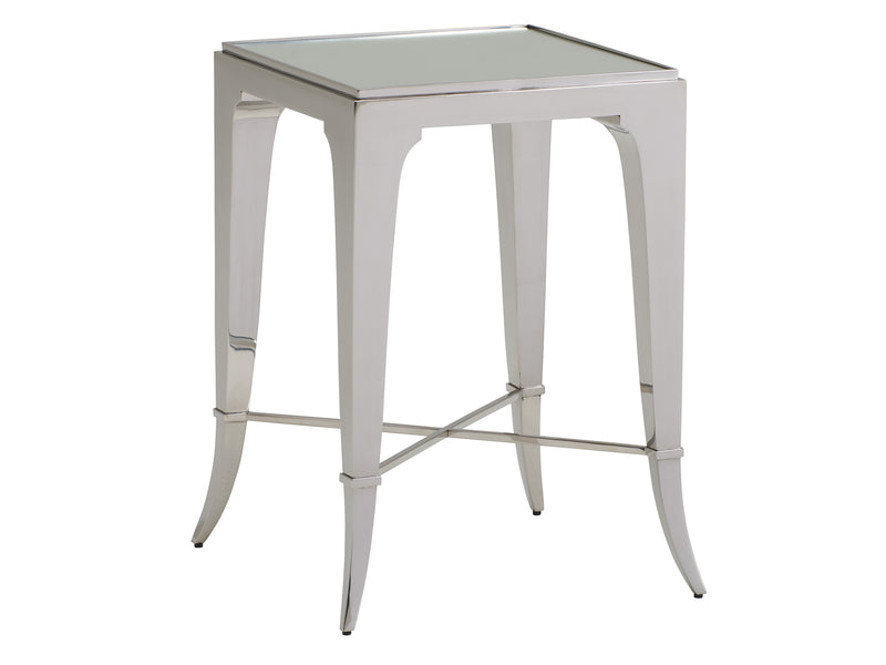 Hoffman Modern Accent Table with Polished Stainless Steel Base and Mir ...