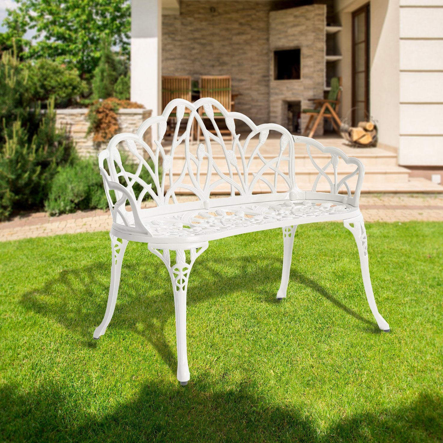 Cast Aluminium Bench — Durable Rustproof Outdoor Garden Seating With E