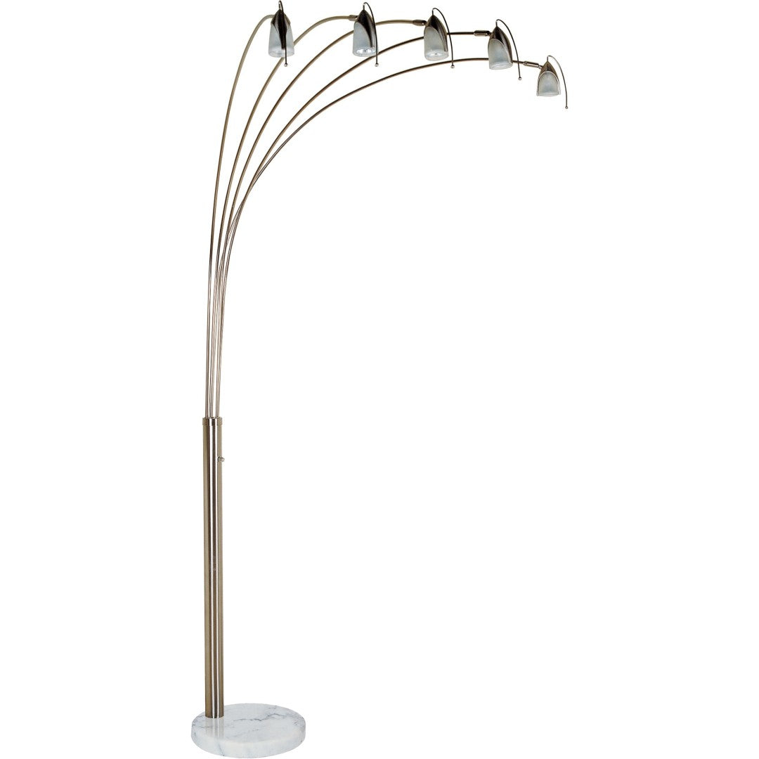 Dull Gold Metal Floor Lamp - Modern Design with Five Adjustable Arms,