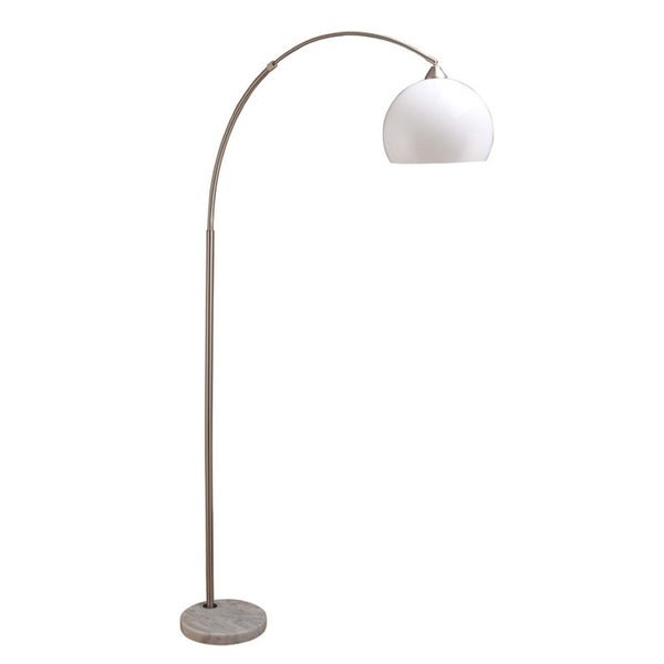 76" Elegant White Arc Floor Lamp with Dome Shade - Stylish Home Lighti ...
