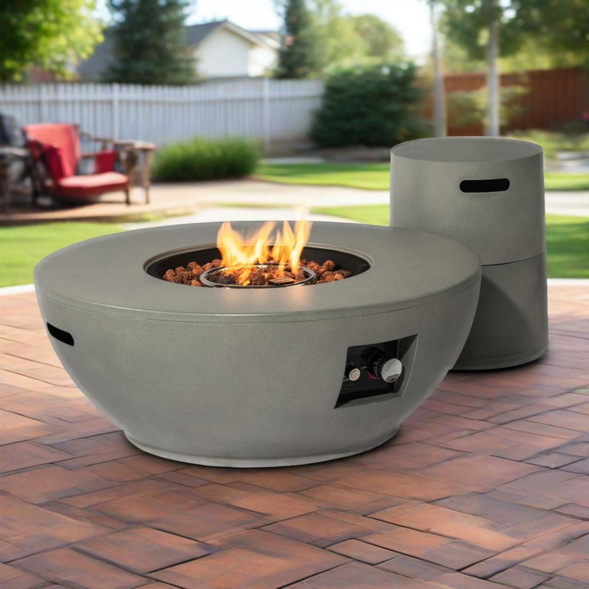 36" 50000 Btu Propane Fire Pit Table With Stainless Burner, Lava Rocks
