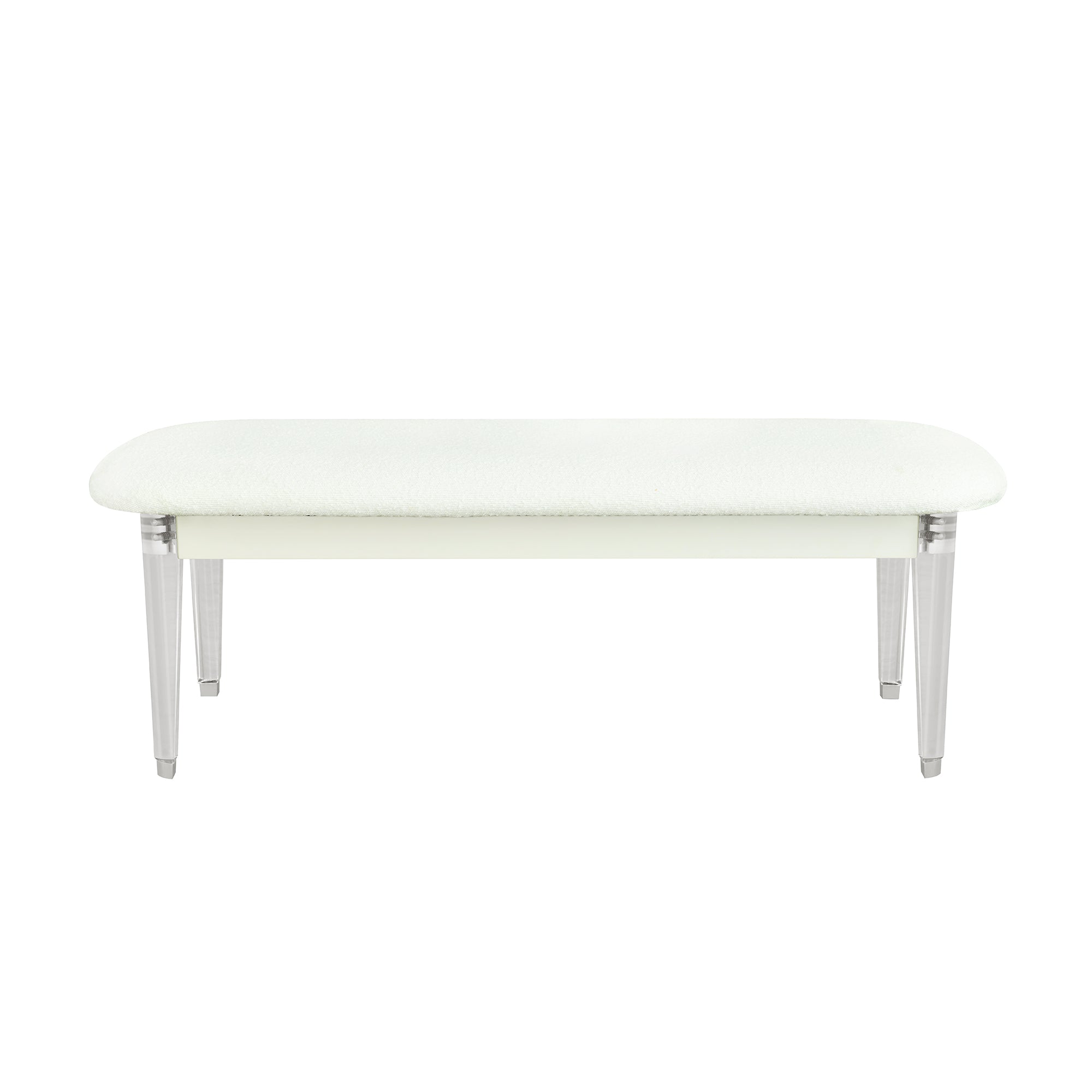 Nora Solid Wood Beige Bedroom Bench With Upholstered Seat, Tapered Leg