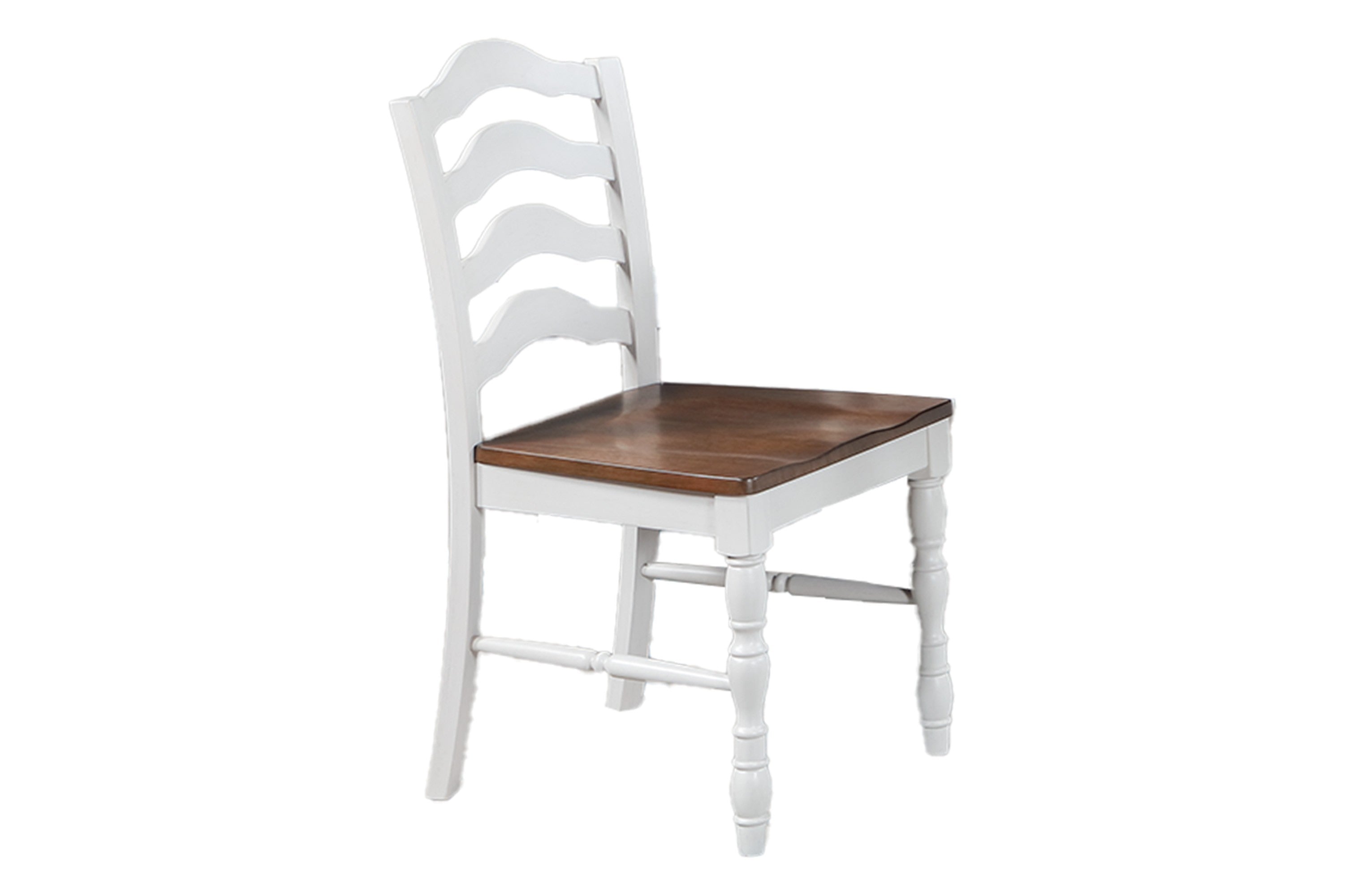 White 5-Pc Dining Set Rustic Ranch Style Table And 4 Ladder-Back Chair