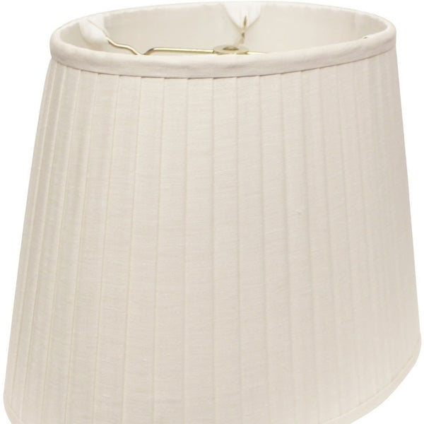 14" White Slanted Oval Linen Lampshade – Elegant Softback Design with ...