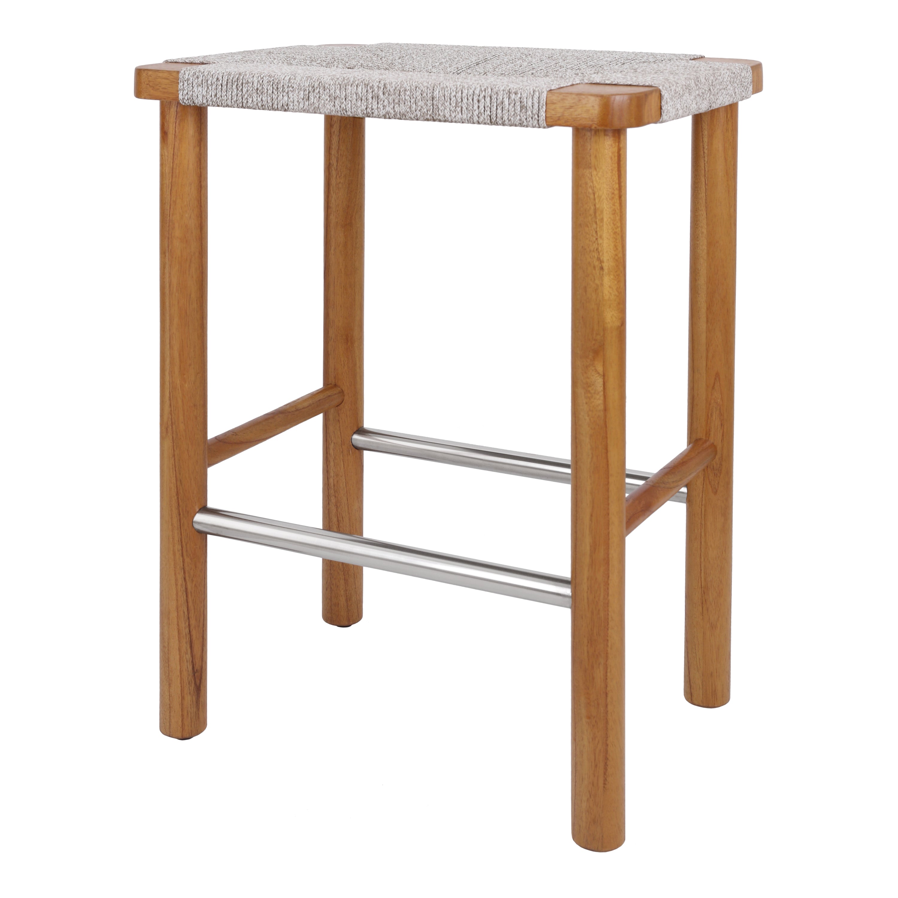 Elio Wood Counter Stool with Contemporary Rope Design for Stylish Brea