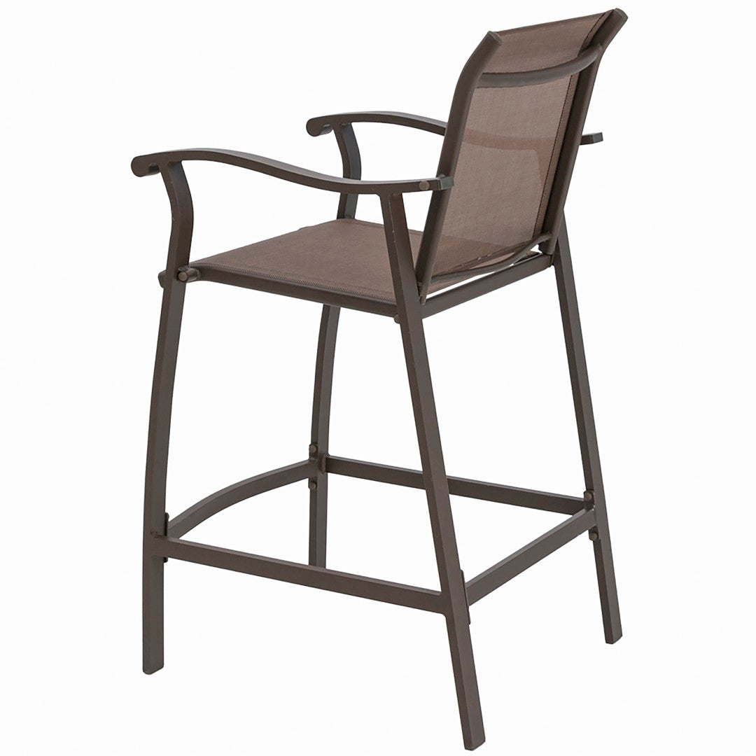 Set of Two Brown Aluminum Outdoor Bar Chairs with Footrest for Patios,