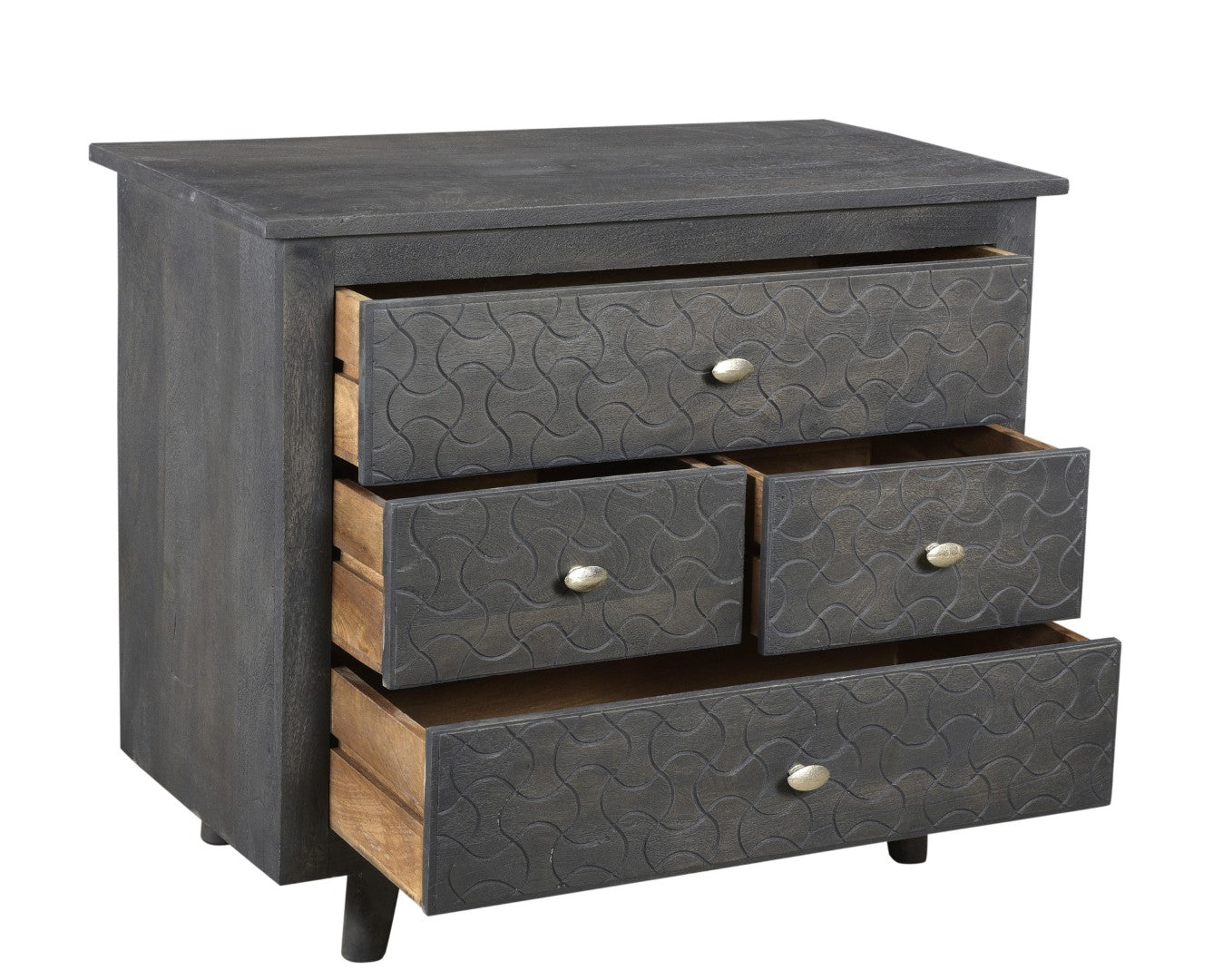 30" Gray Four Drawer Nightstand - Stylish Storage Solution for Your Be