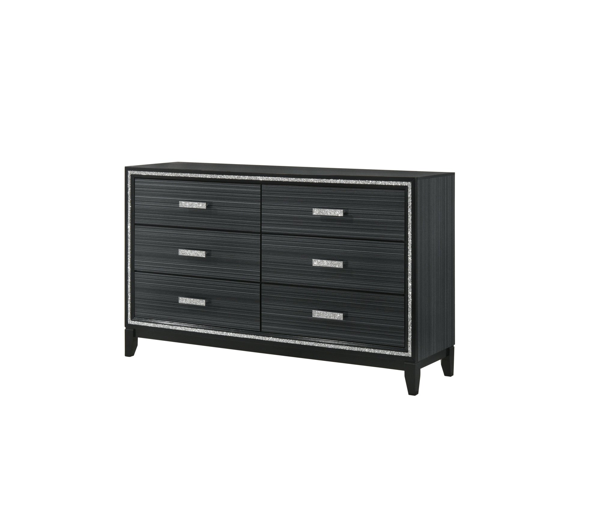 63" Stylish Black Double Dresser with 6 Easy-Open Drawers for Modern B