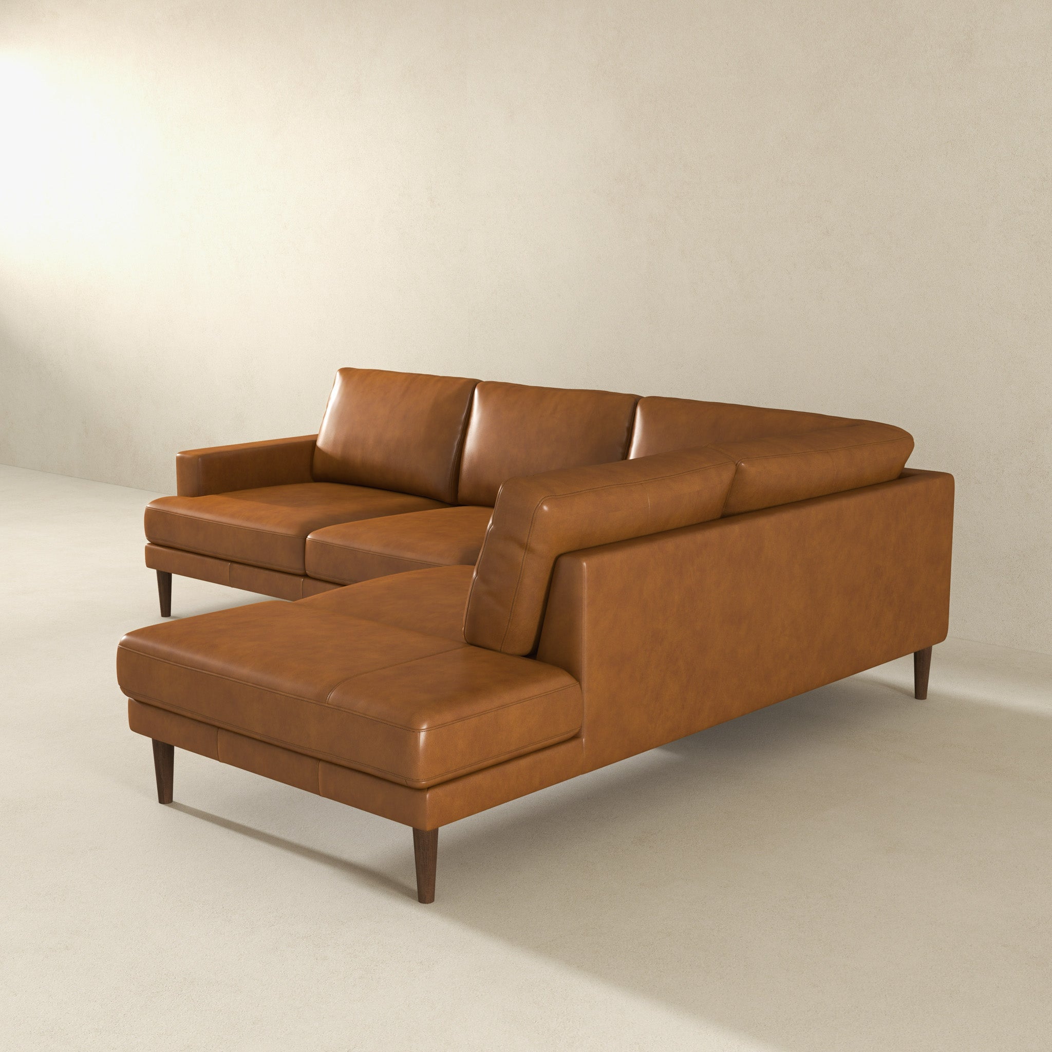 Ashcroft Furniture - Corbin Tan Leather Right-Facing Sectional Sofa Wi