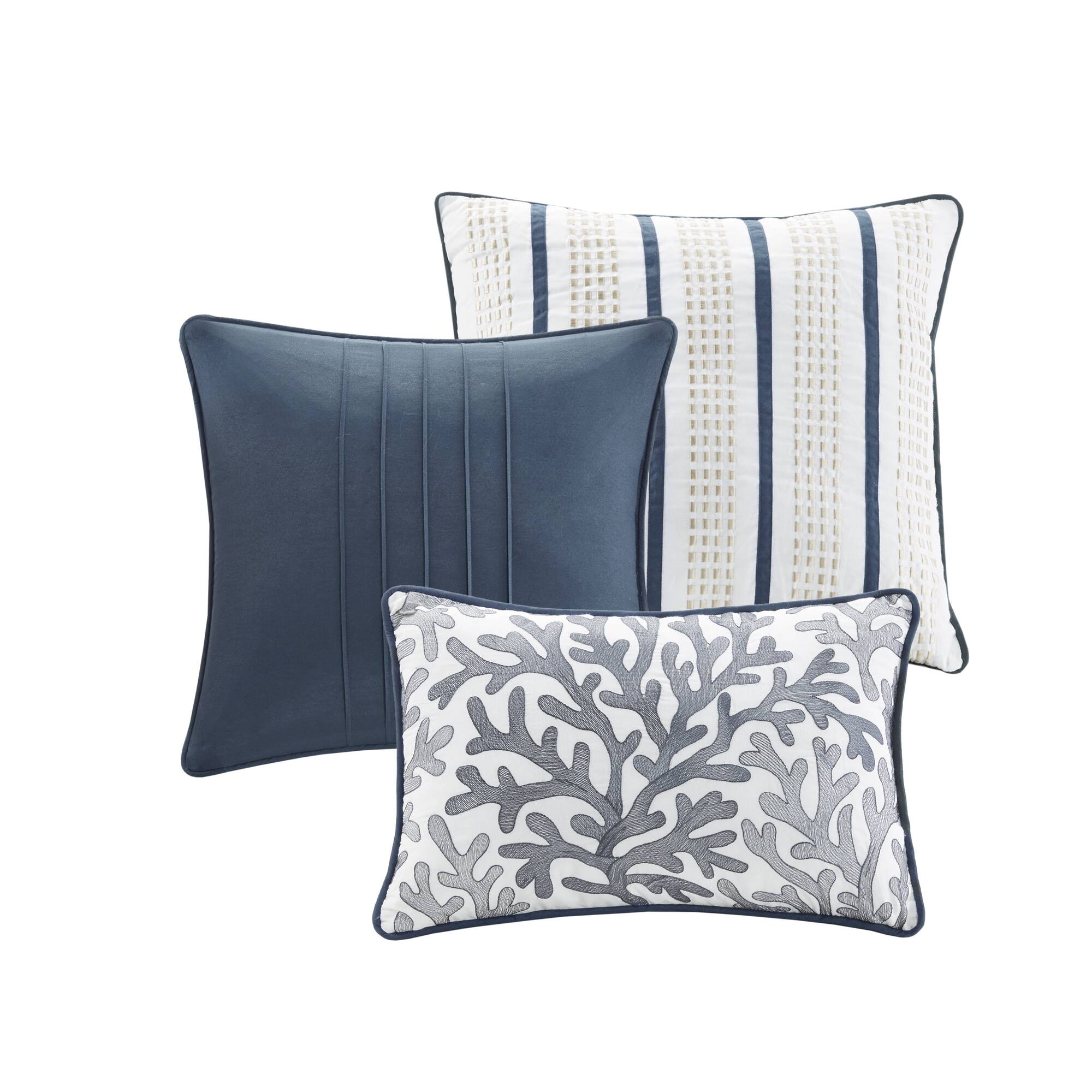 Madison Park - 7 Piece Coastal Cotton Sateen Comforter Set With Seashe