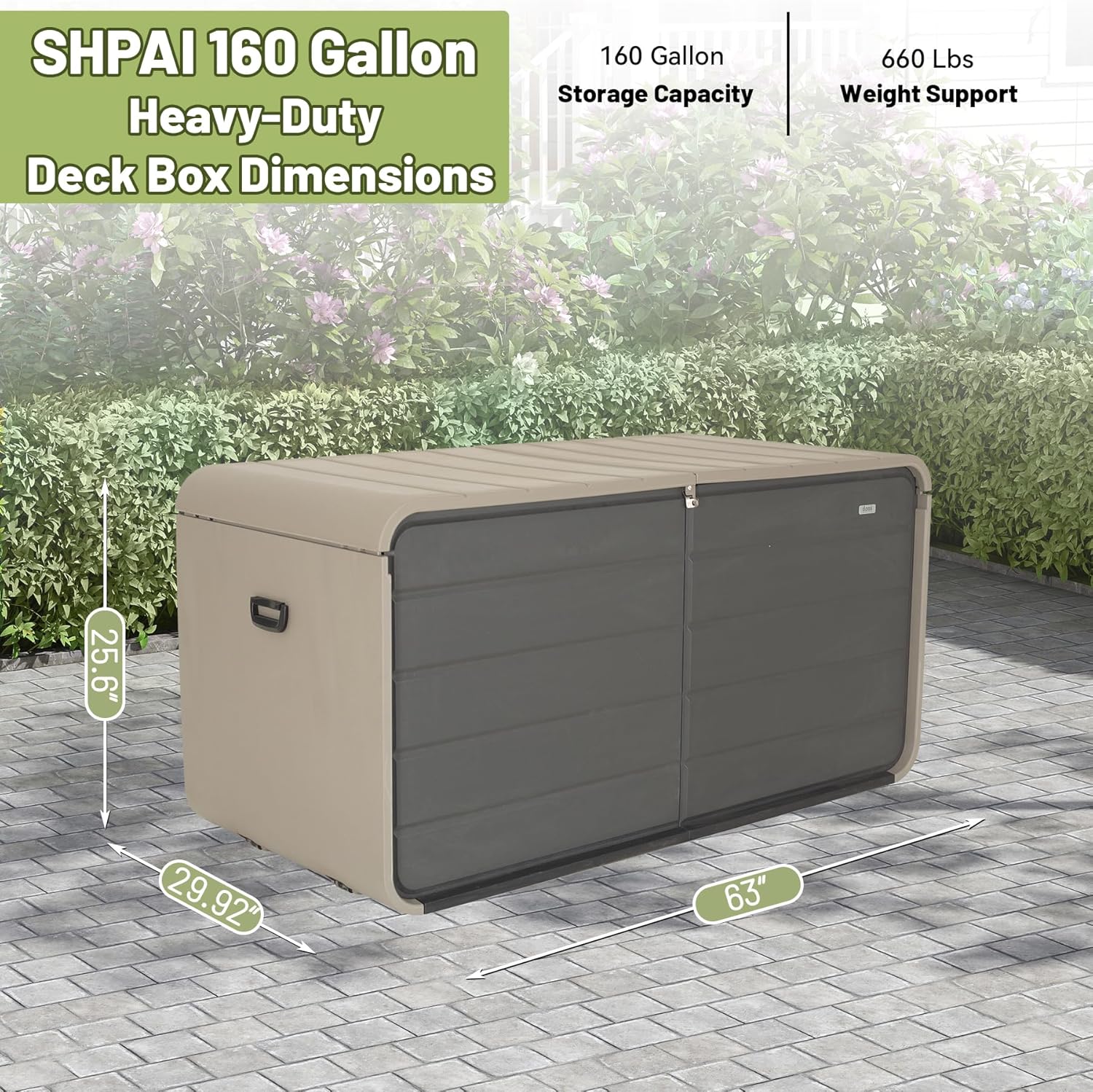 Resin 160 Gallon Deck Box - Heavy-Duty Waterproof Outdoor Storage Benc