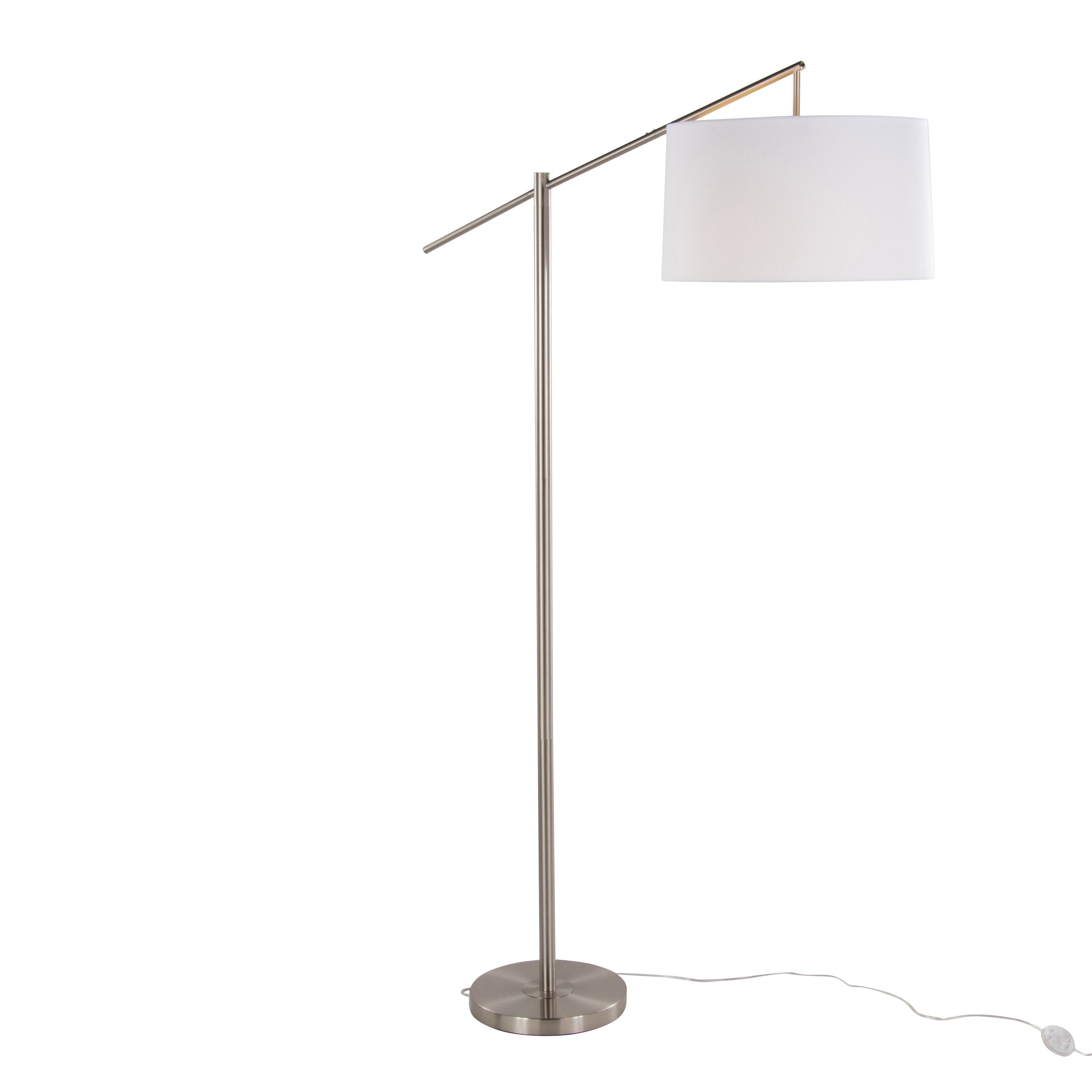 Casper 69" Contemporary Brushed Nickel Floor Lamp With Off-White Linen