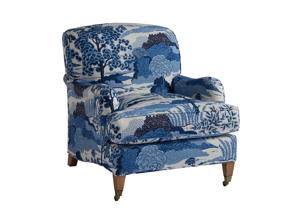 Barclay Butera Sydney Chair - Elegant Upholstered Design with Brass Ca