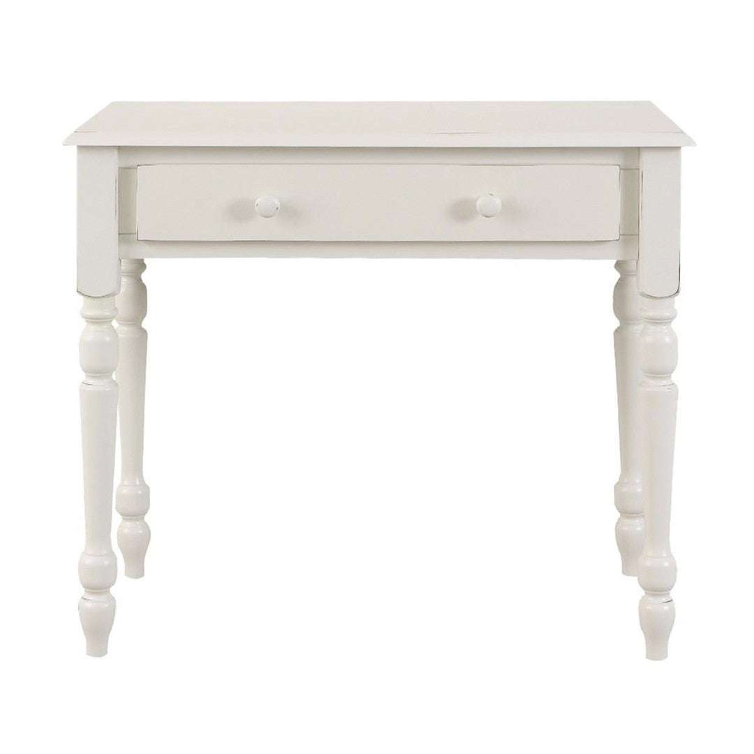 34" Off White Solid Wood Writing Desk - Vintage Charm, Compact Design