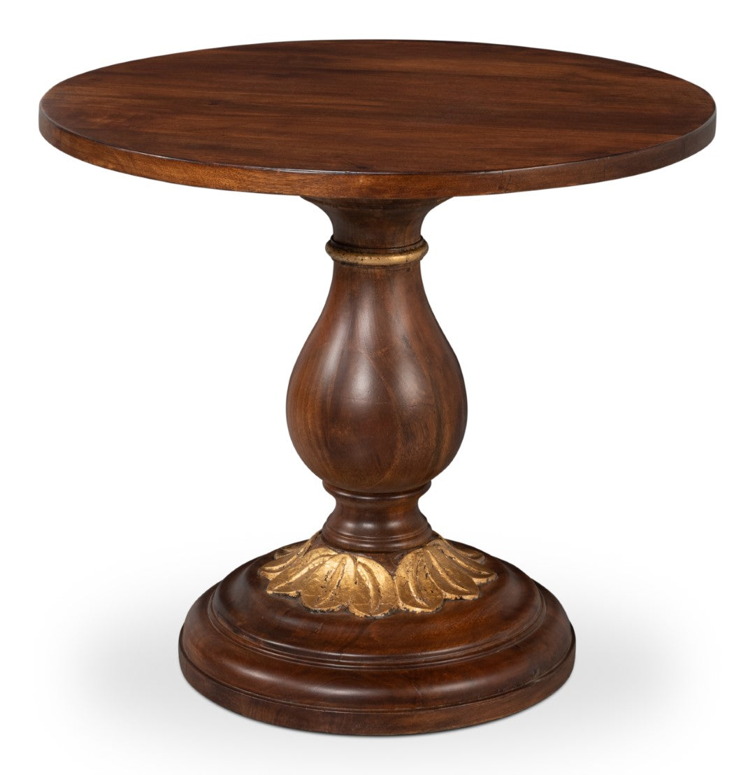 Elizabeth Carved End Table - Colonial Walnut & Antique Gold Leaf Finis