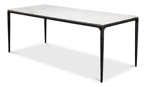 Dakor Dining Table - Stunning Distressed White Marble Top with Rustic ...